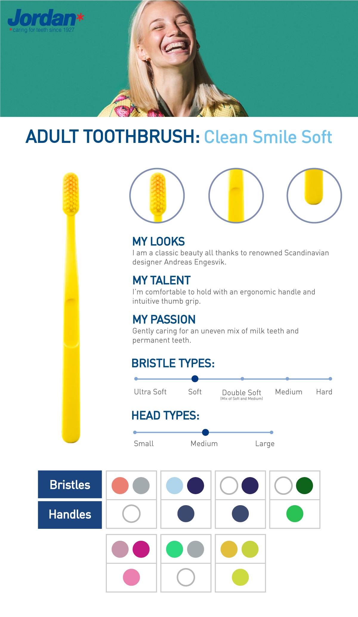 Jordan Adult Clean Smile 2+1 Soft Toothbrush [0192]