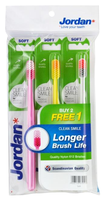 Jordan Adult Clean Smile 2+1 Soft Toothbrush [0192]